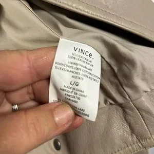 Vince | Jackets & Coats | Vince Leather Jacket Large Creamgray Size ...